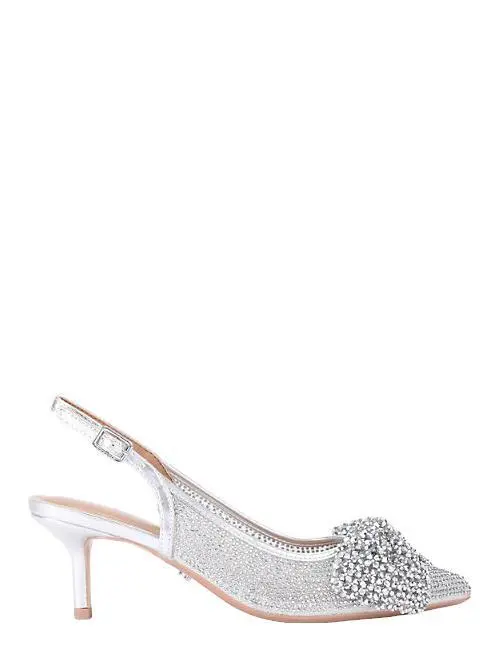 Carvela Chiara Bow Woven Slingback Courts - Silver