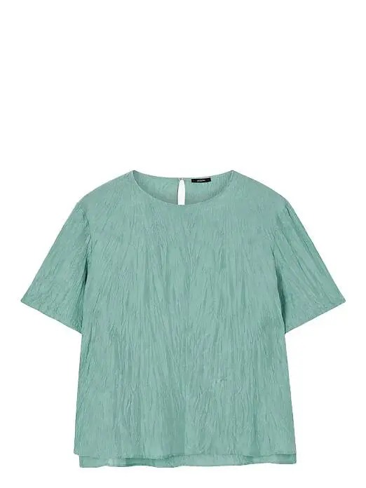 JOSEPH Brunet Crinkled-texture Habotai-silk Top - Lagoon