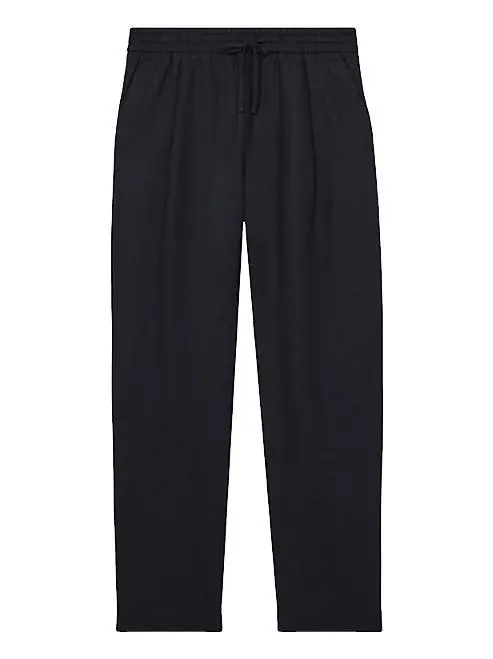 REISS Relaxed-fit Linen Trousers - Navy