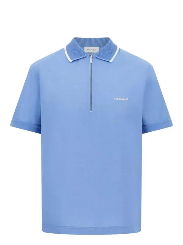 FERRAGAMO Zip-up Polo Shirt - Blue