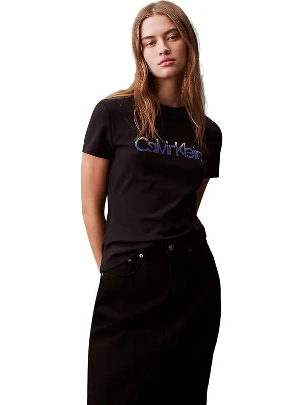 Calvin Klein Standard Logo Slim Fit Crewneck T-shirt - Black Beauty
