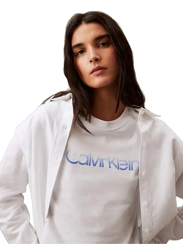 Calvin Klein Standard Logo Slim Fit Crewneck T-shirt - Nimbus Cloud