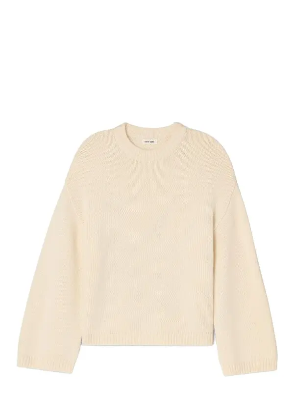 Soft Goat Chunky Crewneck Cashmere Sweater - Feather White