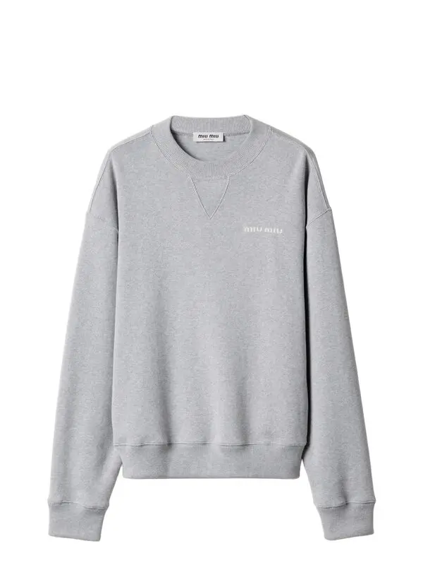 Miu Miu Cotton Fleece Sweatshirt - Grey