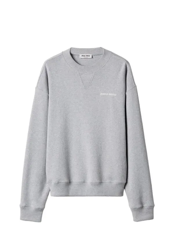 Miu Miu Cotton Fleece Sweatshirt - Grey