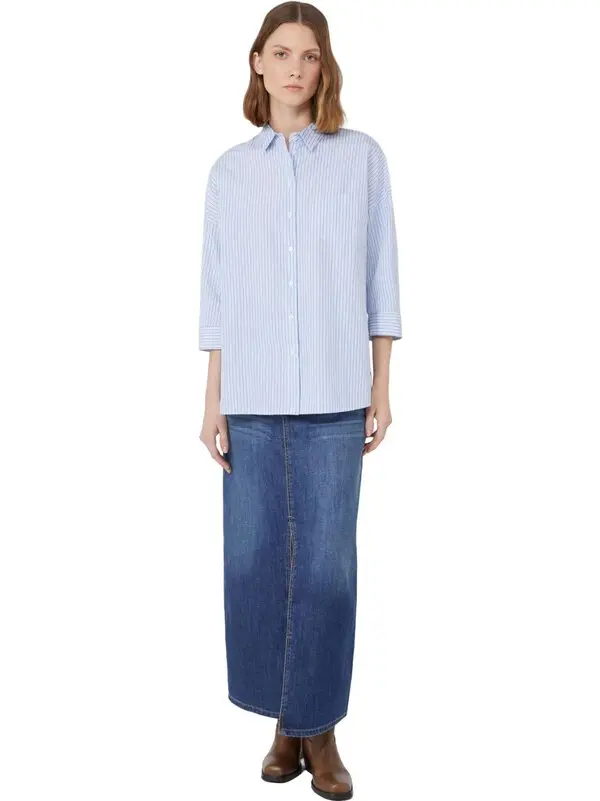Max Mara Flared Poplin Shirt - Light Blue