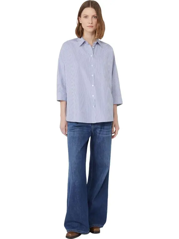 Max Mara Flared Poplin Shirt - Navy
