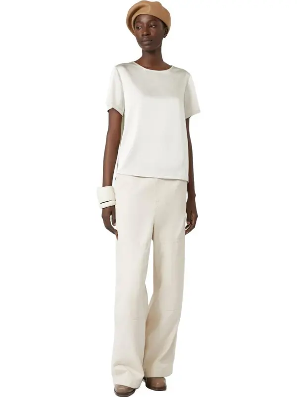 Max Mara Satin And Jersey T-shirt - Ivory
