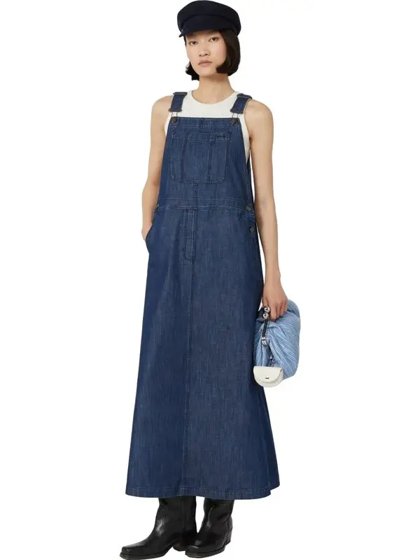 Max Mara Denim Dungaree Dress - Navy