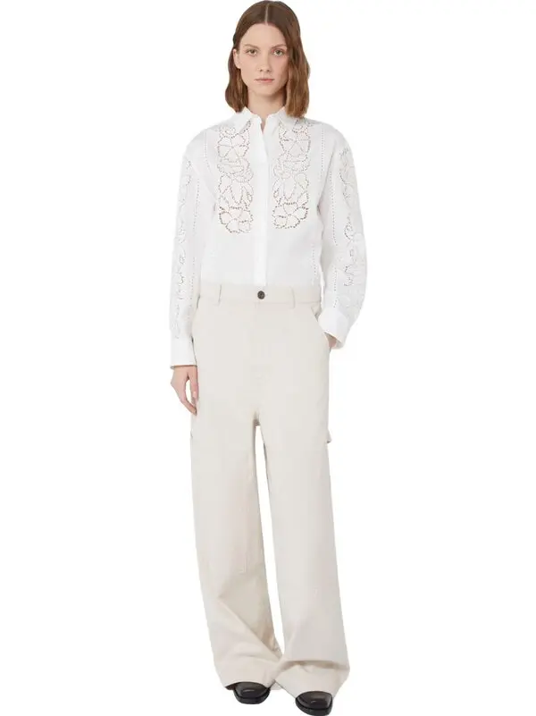 Max Mara Relaxed-fit Embroidered Poplin Shirt - White