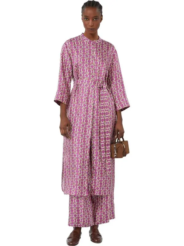 Max Mara Printed Silk Twill Caftan - Plum