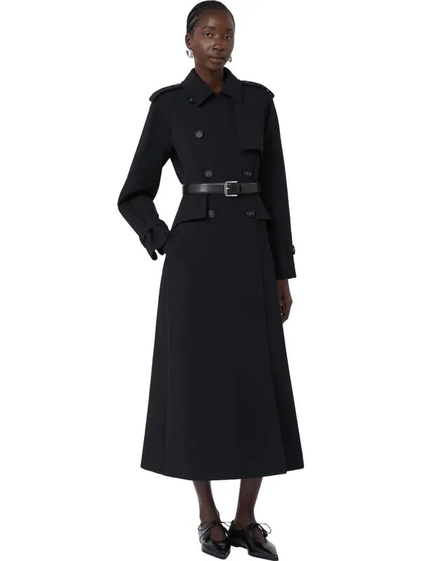 Max Mara Long Sable Trench Coat - Black
