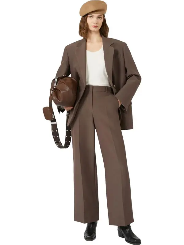 Max Mara Technical Cotton Palazzo Trousers - Chocolate