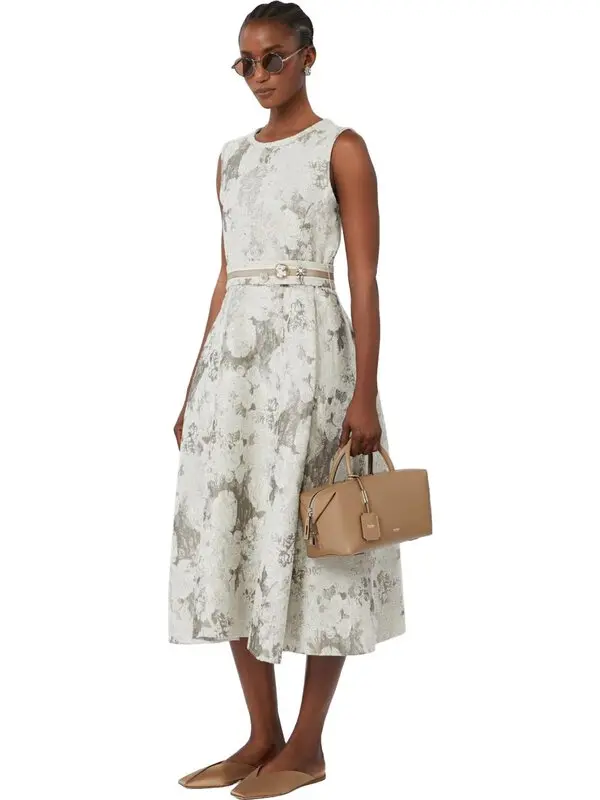 Max Mara Sleeveless Jacquard Midi Dress - Ecru