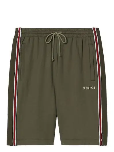 Gucci Cotton Piquet Shorts With Embroidery - Green