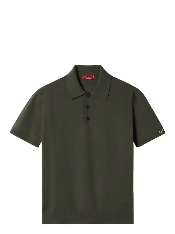 Gucci Silk Cotton Knit Polo Shirt - Green