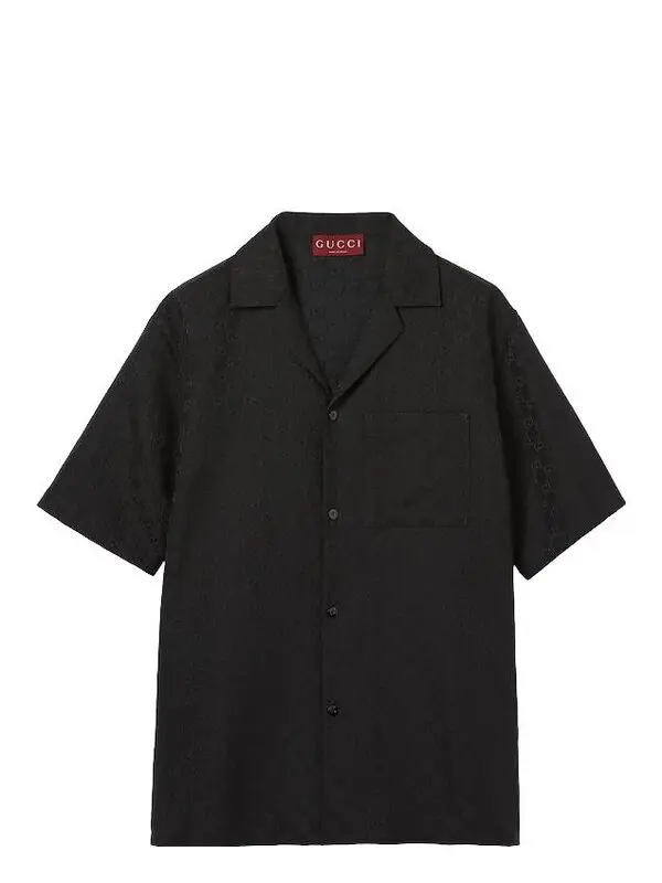 Gucci Gg Canvas Linen Blend Bowling Shirt - Black