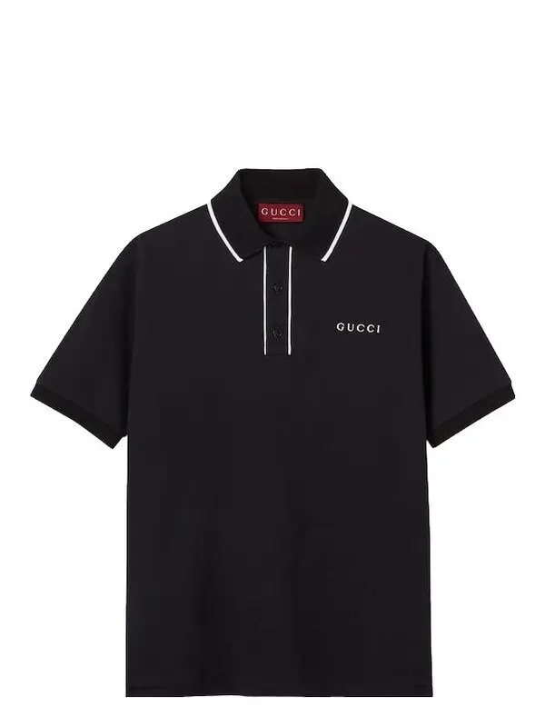 Gucci Cotton Piquet Polo Shirt With Embroidery - Black