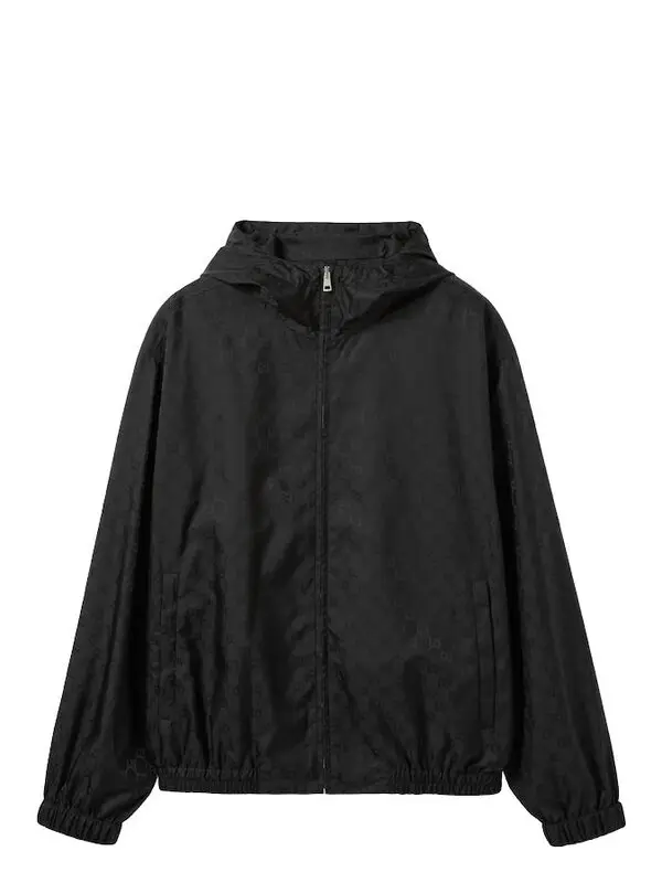 Gucci Gg Nylon Jacquard Zip Jacket - Black