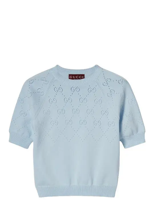 Gucci Gg Cotton Crewneck Top Ready-to-wear - Blue