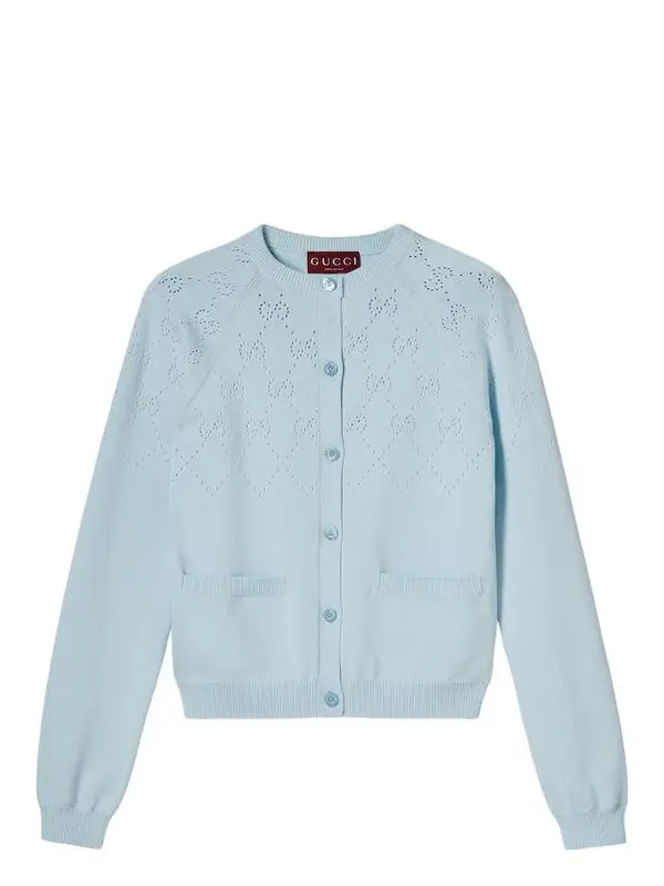 Gucci Gg Cotton Argyle Cardigan - Blue