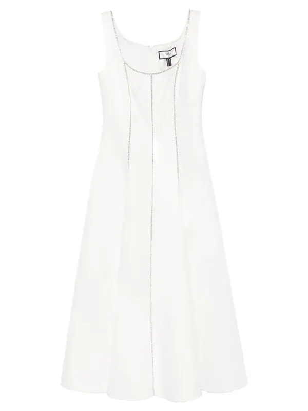 NISSA Crystal-embellished Midi Dress - White