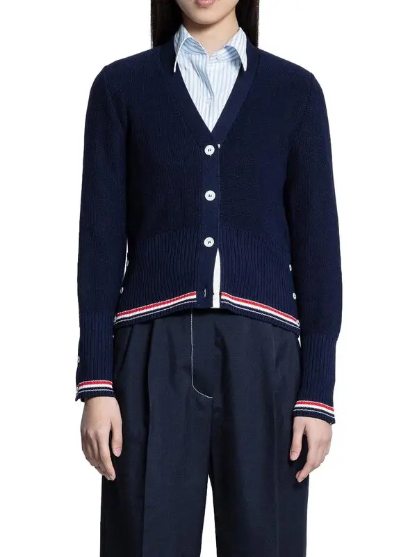 Thom Browne Classic V-neck Cotton Cardigan - Blue