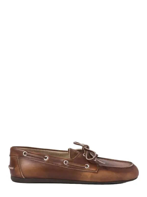 Miu Miu Unlined Bleached Leather Loafers - Brown