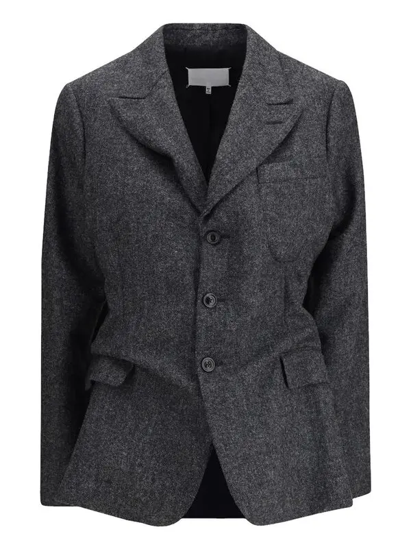 MAISON MARGIELA Three-button Closure Tweed Jacket - Grey
