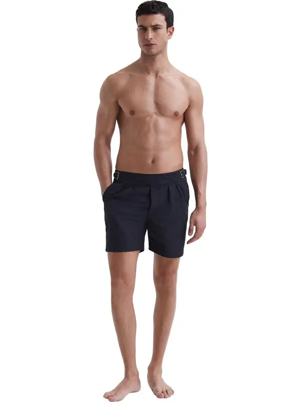 HEMINGSWORTH Kulbir Gurka Front Pleat Swim Shorts - Navy