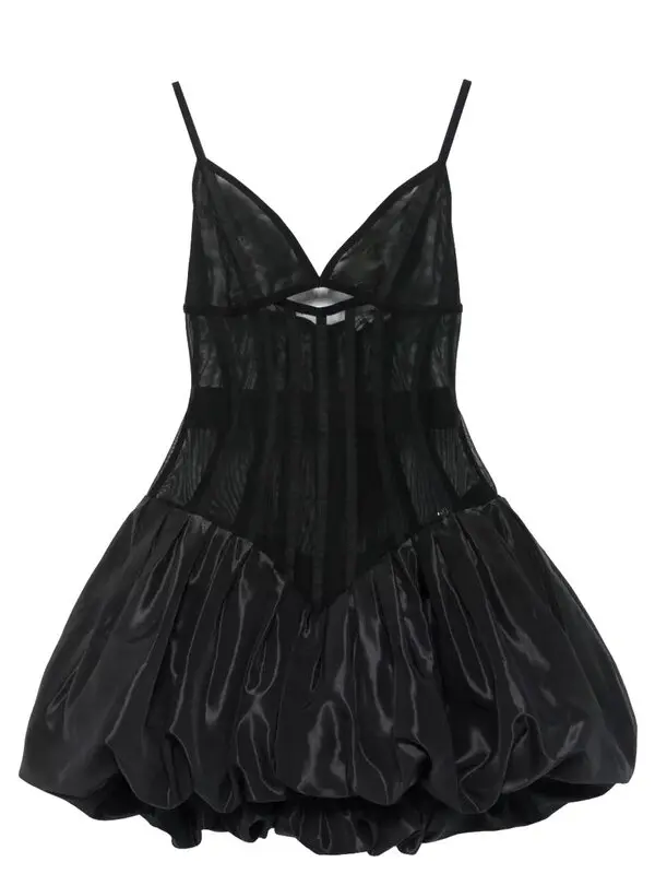 NISSA Waist-corset Taffeta Mini Dress - Black