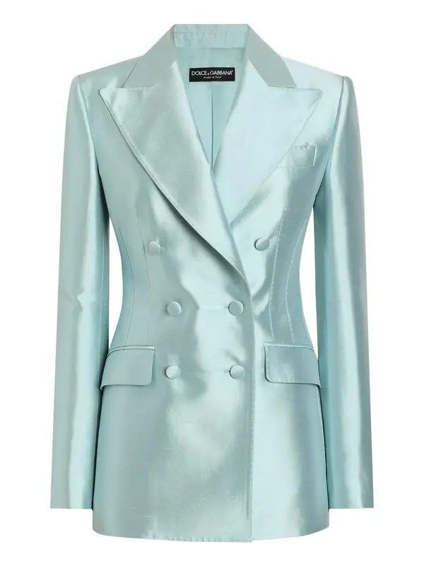 Dolce & Gabbana Double-breasted Shantung Silk Jacket - Blue
