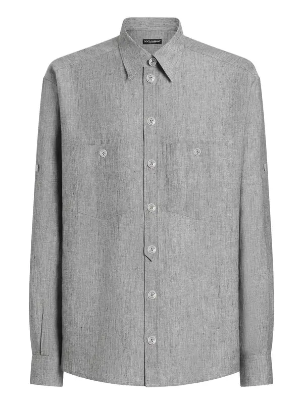 Dolce & Gabbana Washed Linen Canvas Shirt - Grey