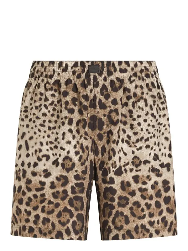 Dolce & Gabbana Mid-length Leopard- Swim Trunks - Print
