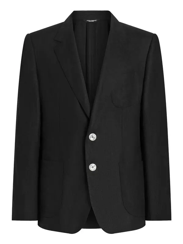 Dolce & Gabbana Portofino Single-breasted Linen Jacket - Black