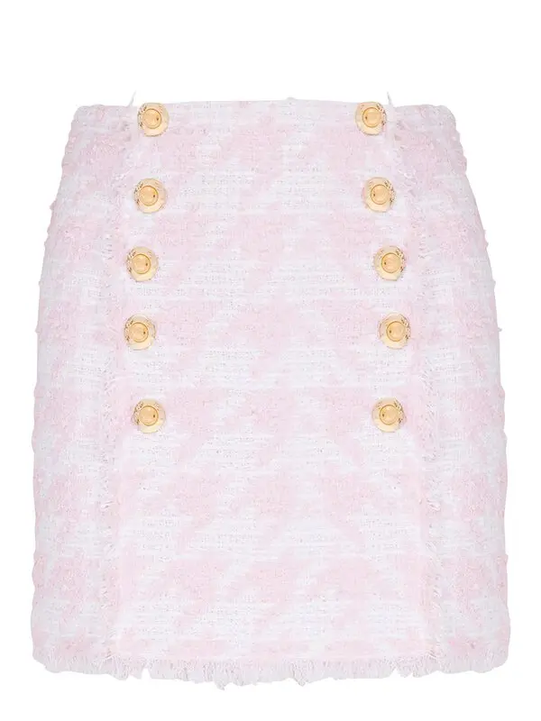 Balmain Cotton-blend Tweed Mini Skirt - Pink