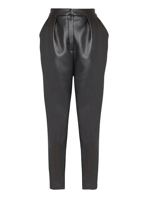 Balmain Faux Leather High-rise Slim Trousers - Black