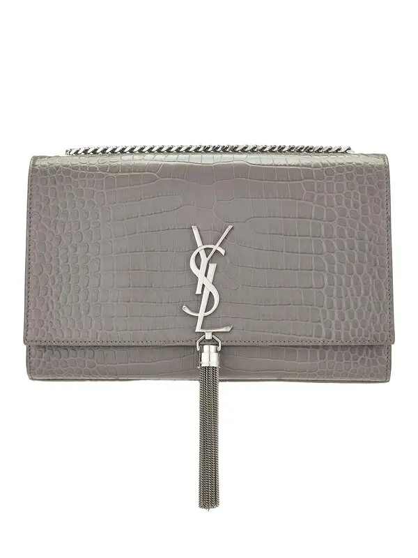 Saint Laurent Embossed Kate Tassel - Grey