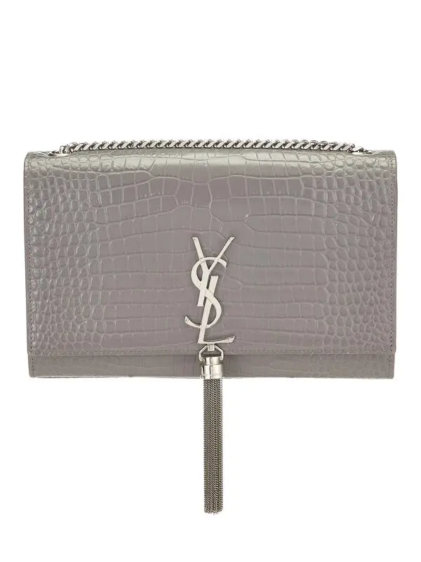 Saint Laurent Embossed Kate Tassel Bag - Grey