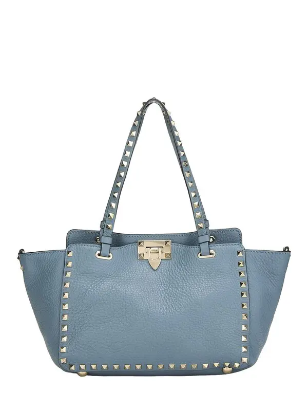 Valentino Garavani Leather Rockstud Tote - Blue