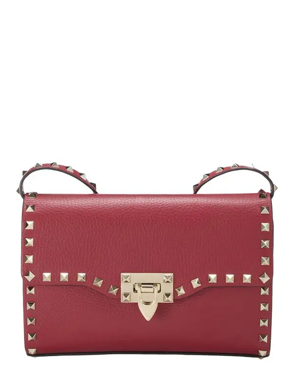 Valentino Garavani Leather Rockstud Flap Crossbody Bag - Red