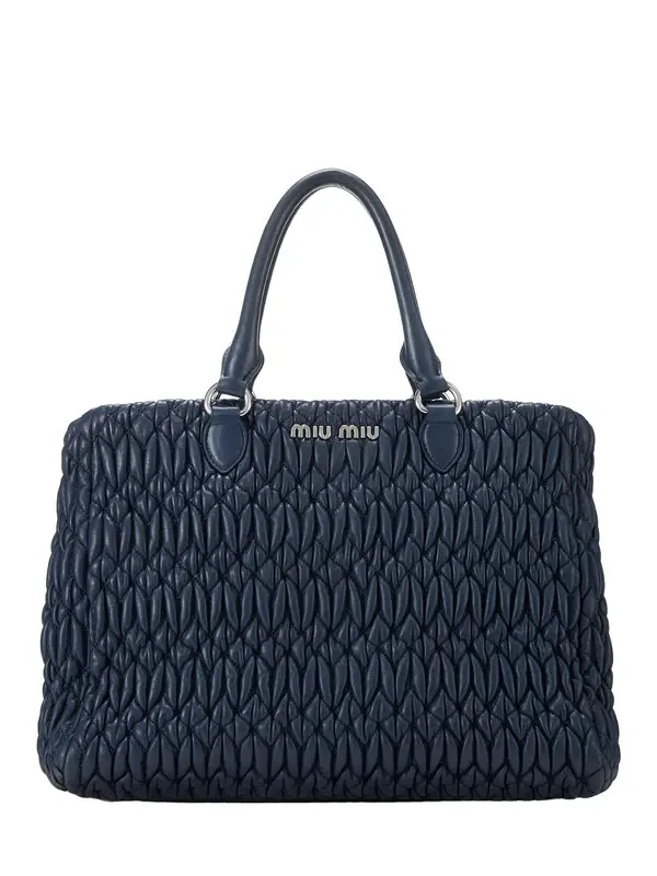 Miu Miu Nappa Convertible Top Handle Bag - Navy