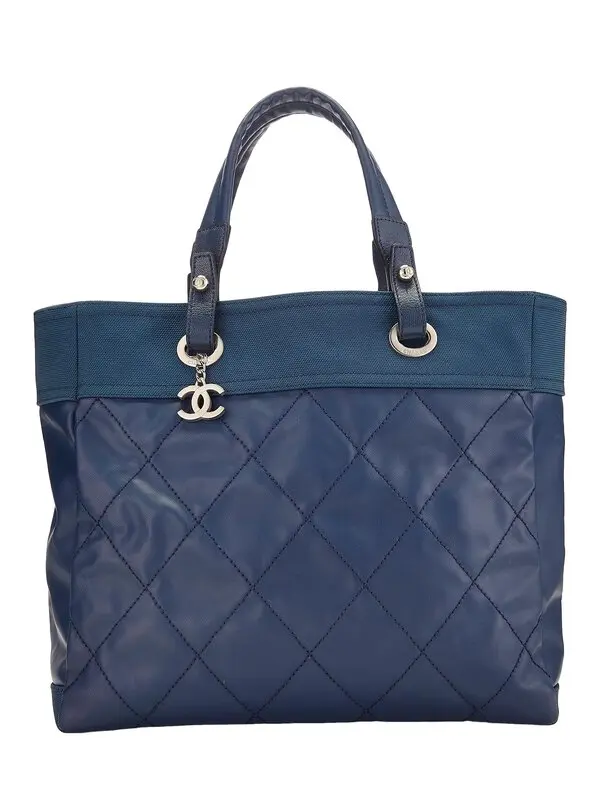 Chanel Quilted Paris Biarritz Tote - Navy