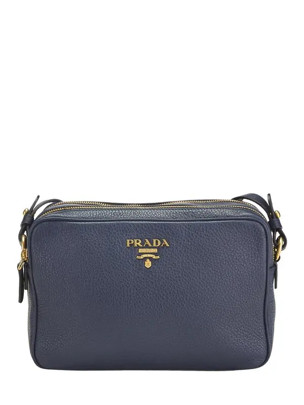 Prada Vitello Daino Double Zip Camera Bag - Blue