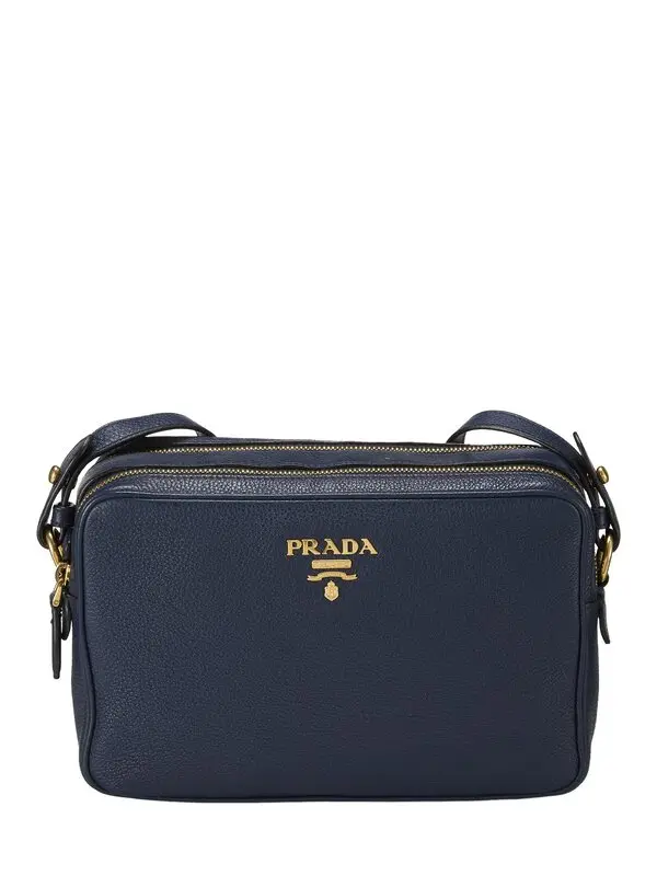 Prada Vitello Daino Double Zip Camera Bag - Navy