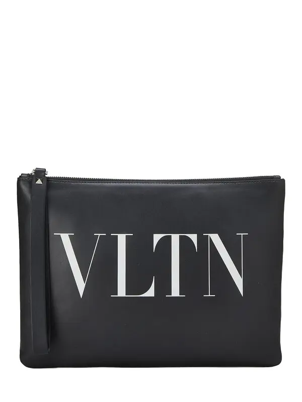Valentino Garavani Calfskin Vltn Pouch - Black