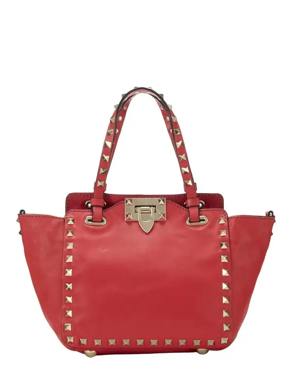 Valentino Garavani Leather Rockstud Handbag - Red