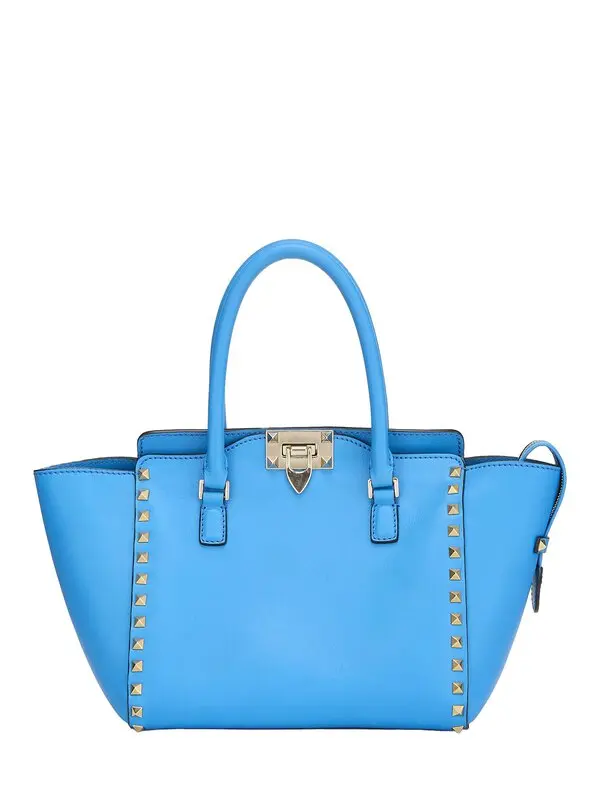 Valentino Garavani Leather Rockstud Tote - Blue