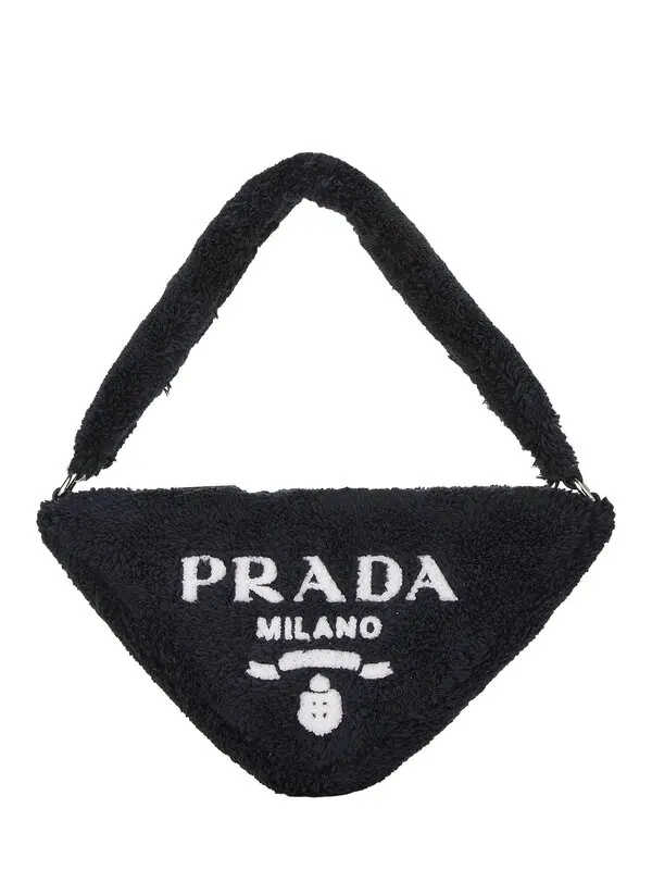 Prada Terry Cloth Triangle Shoulder Bag - Black