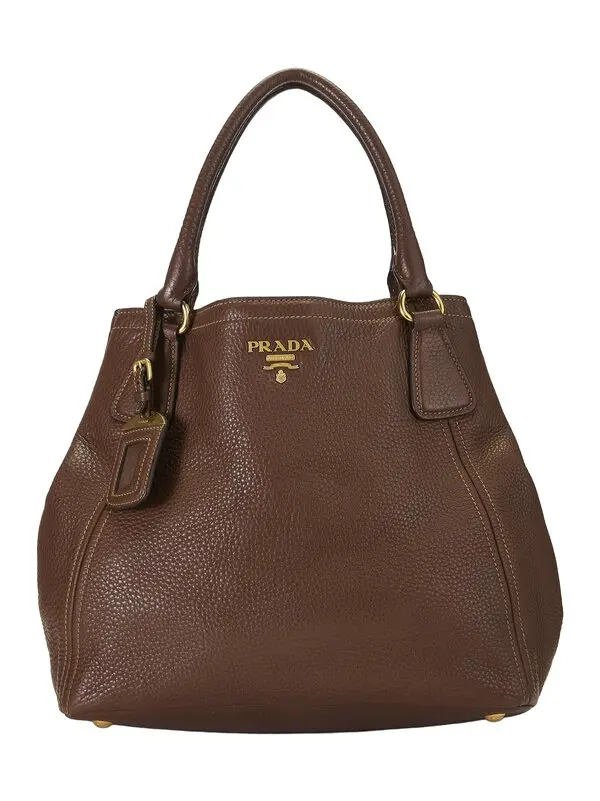 Prada Vitello Daino Convertible Tote - Brown